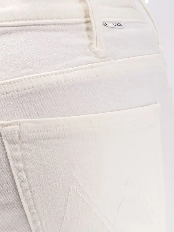 MOTHER The Hustler Ankle Fray Denim - White
