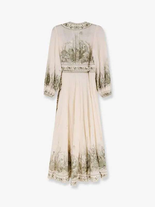 zimmermann green and white dress Zimmermann Whitewave Honeymooners Floral-print Linen Maxi Dress - BOPF main image 1