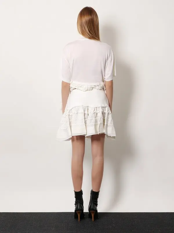 Alaïa Ruffle Virgin Wool Skirt - White