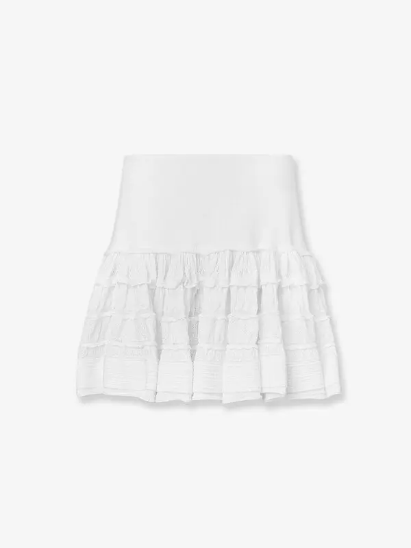 Alaïa Ruffle Virgin Wool Skirt - White
