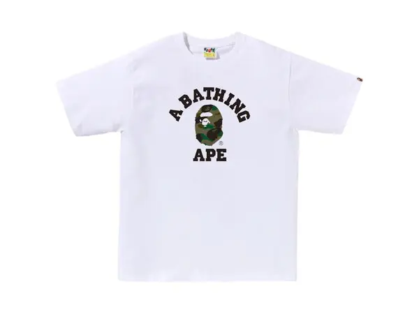 A BATHING APE 1st Camo College Tee Shirt - White X Green