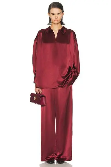 BY MALENE BIRGER Leonora Satin Blouse - Cabernet