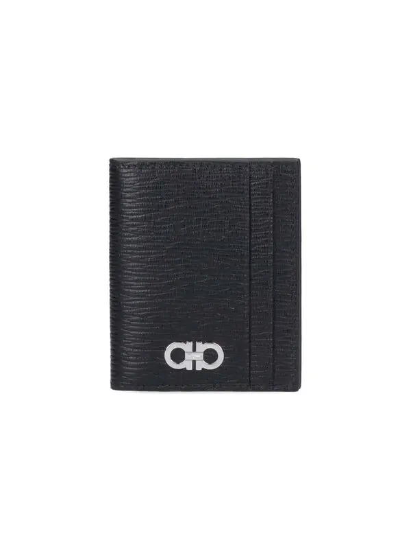 FERRAGAMO Salvatore 'gancini' Bi-fold Card Holder - Black