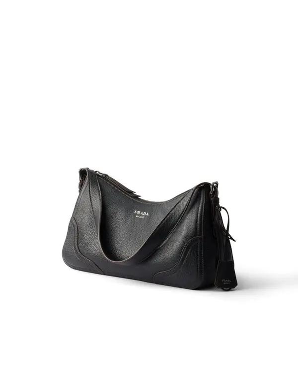 Prada Aimèe Large Leather Shoulder Bag - Black