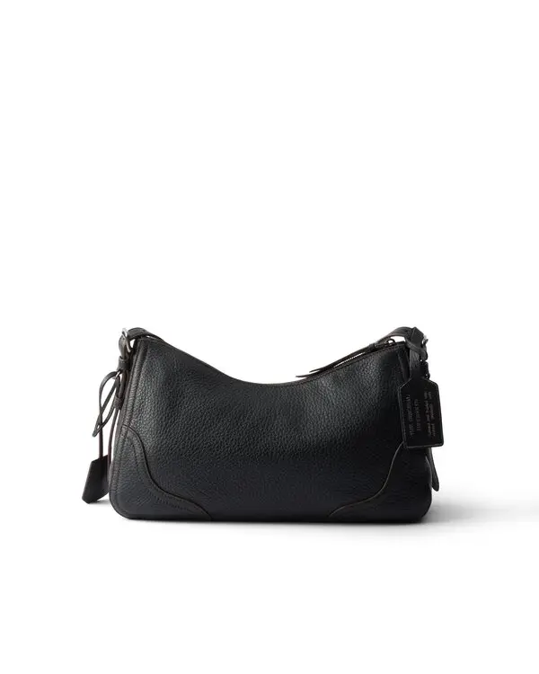 Prada Aimèe Large Leather Shoulder Bag - Black