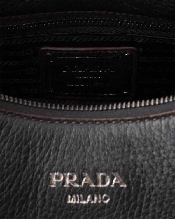Prada Aimèe Large Leather Shoulder Bag - Black