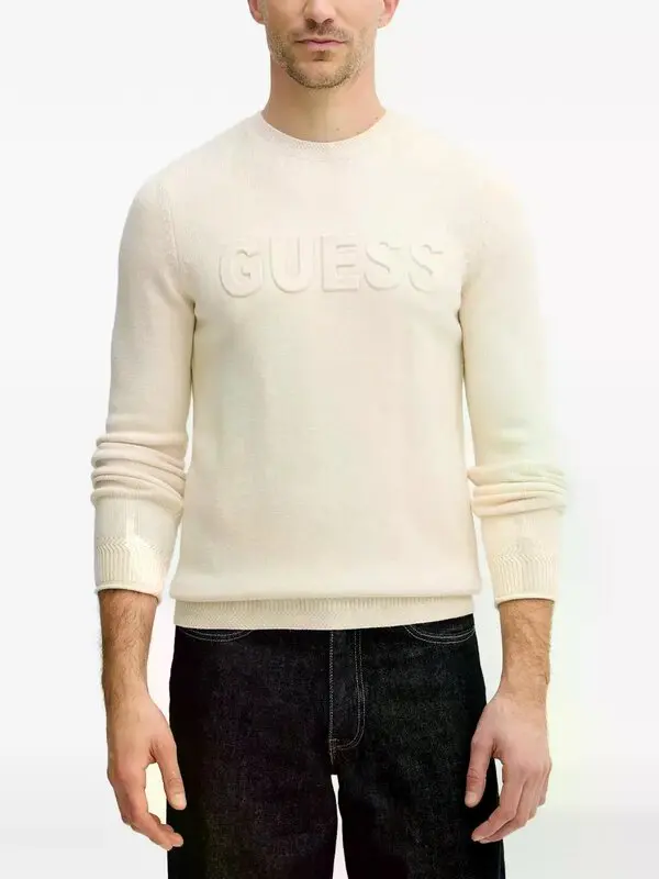 Guess Embossed Logo Sweater - Neutrals