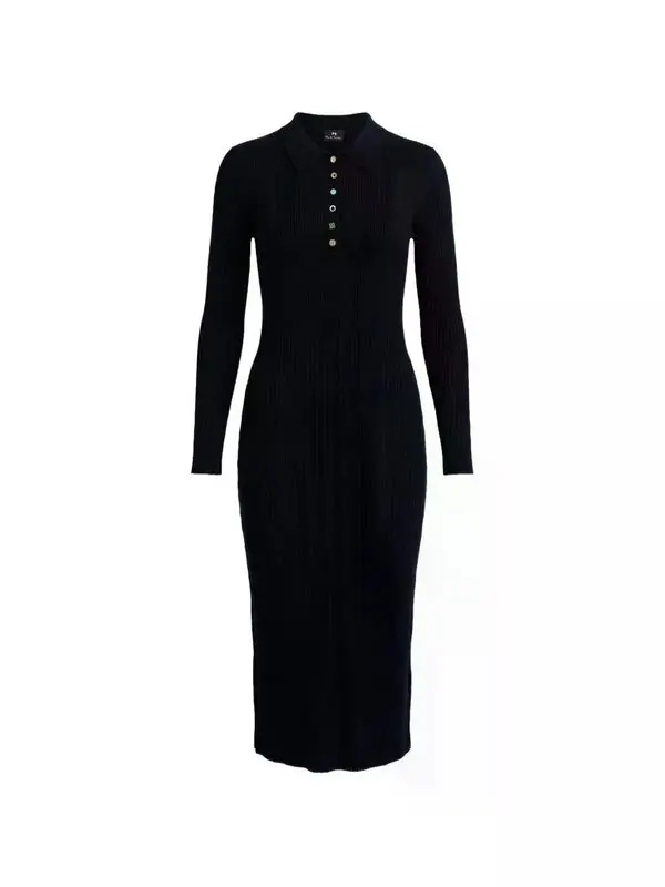 Paul Smith Buttoned Ribbed Knit Midi Dress
