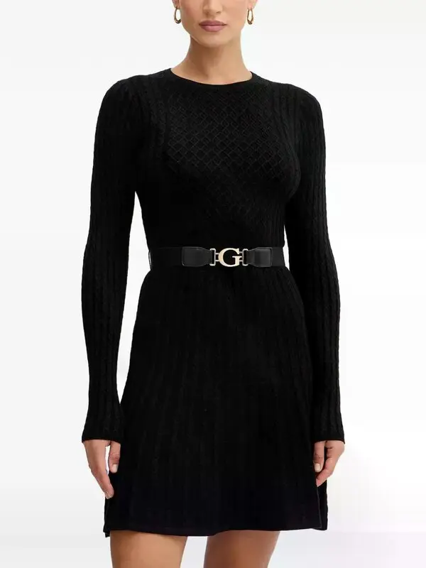 Guess Long-sleeve Textured Dress - Black