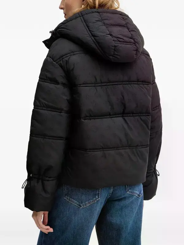 Guess Hooded Embossed Jacket - Black