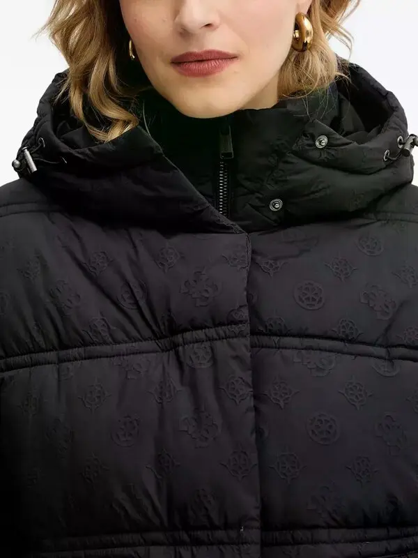 Guess Hooded Embossed Jacket - Black