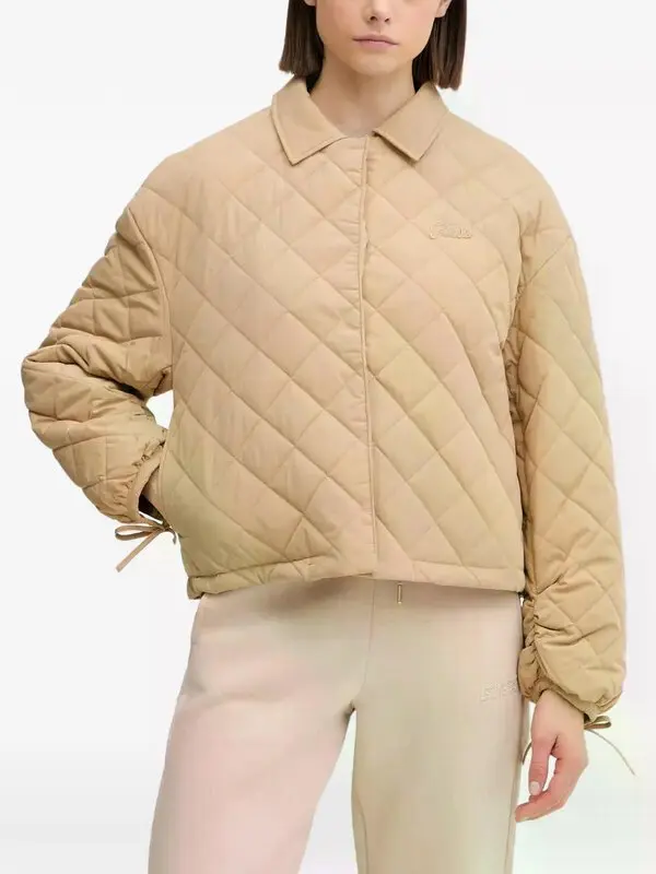 Guess Quilted Collared Jacket - Neutrals