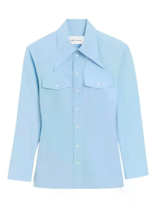 AMI Paris Fitted Cotton Poplin Shirt With Sharp Collar