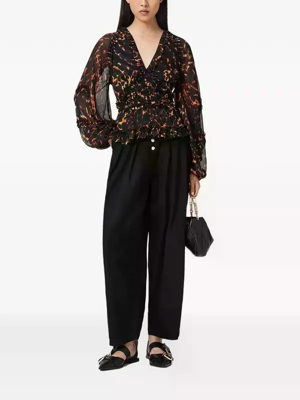 ALLSAINTS Animal-print Ruffled Blouse