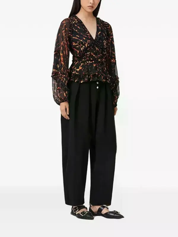 ALLSAINTS Animal-print Ruffled Blouse