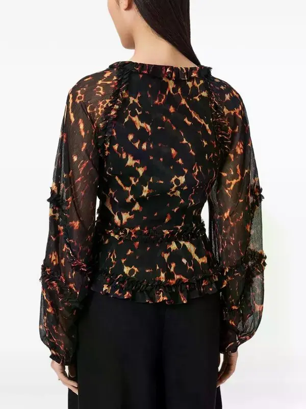 ALLSAINTS Animal-print Ruffled Blouse