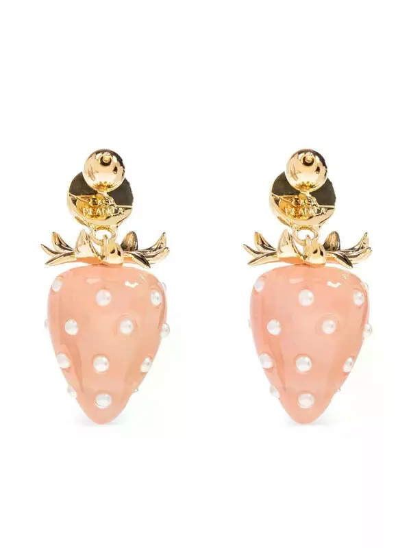 Casablanca Strawberry Motif Pearl Earrings - Pink