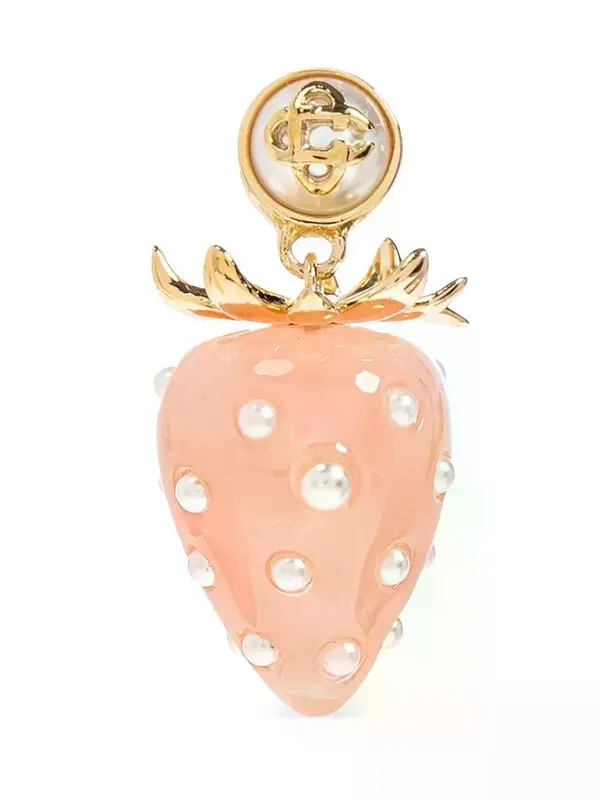 Casablanca Strawberry Motif Pearl Earrings - Pink