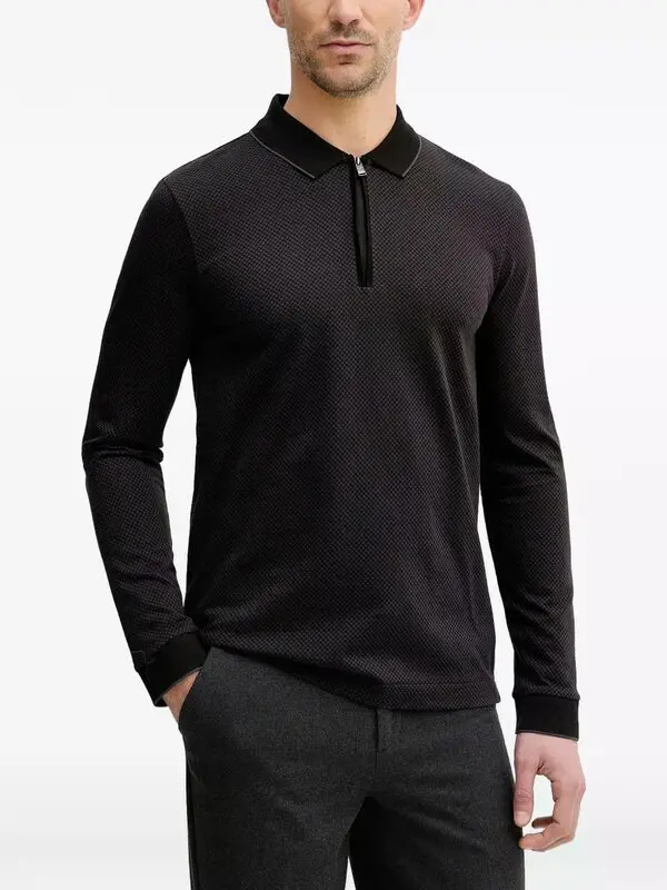 BOSS Zipped Polo Shirt - Black