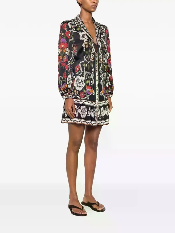 Farm Rio Floral Print V-neck Mini Dress