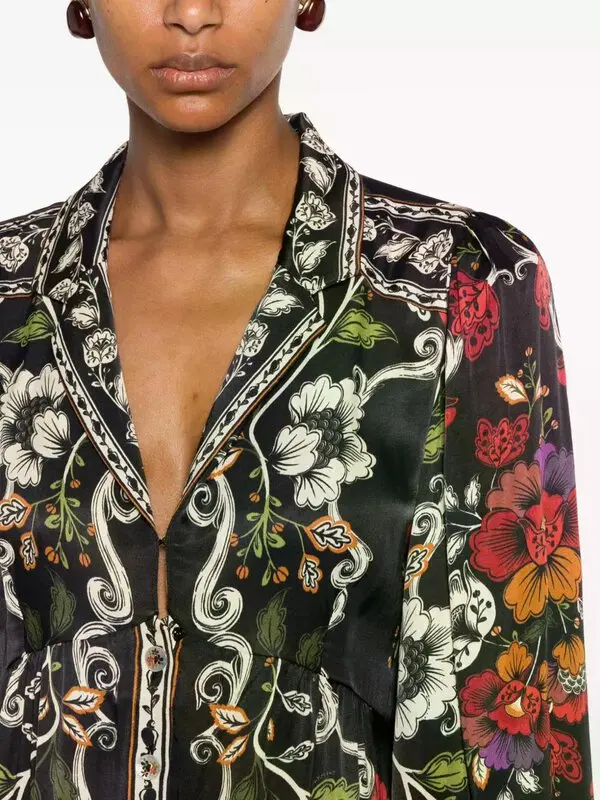 Farm Rio Floral Print V-neck Mini Dress