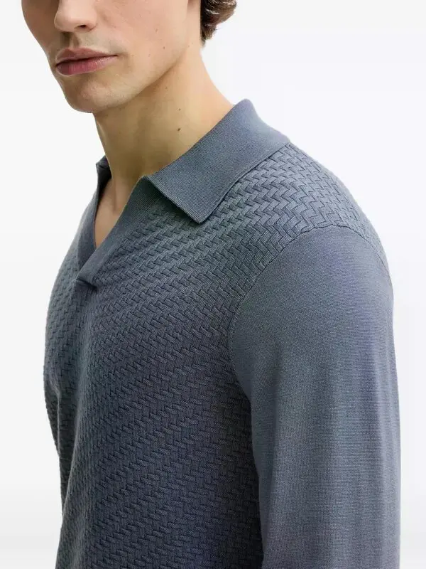 Rag & Bone Textured Polo Sweater - Blue