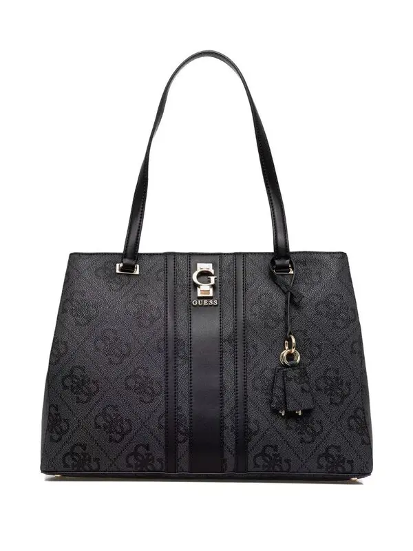 Guess Erenia Monogram Stripe Tote Bag - Black