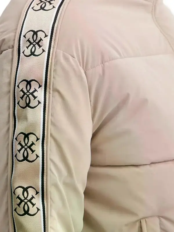 Guess Logo Stripe Puffer Jacket - Neutrals