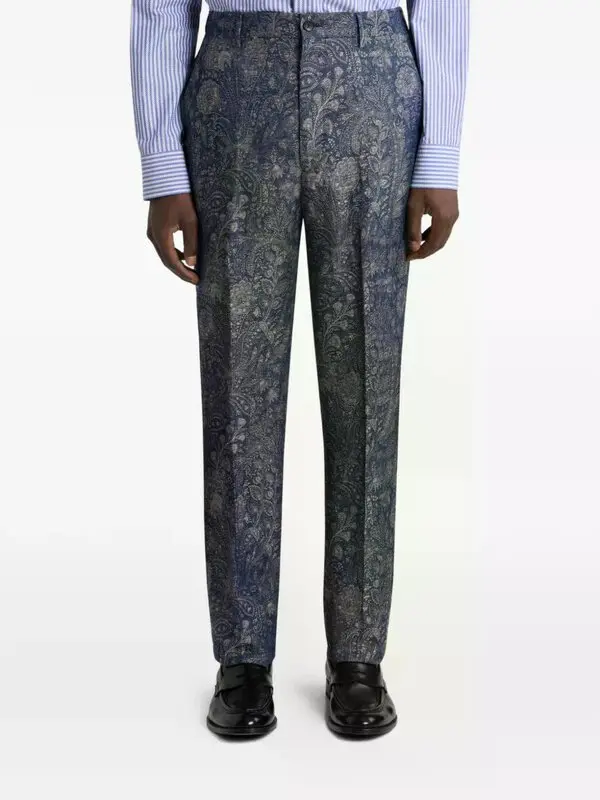 Etro Floral Paisley-motif Jacquard Trousers