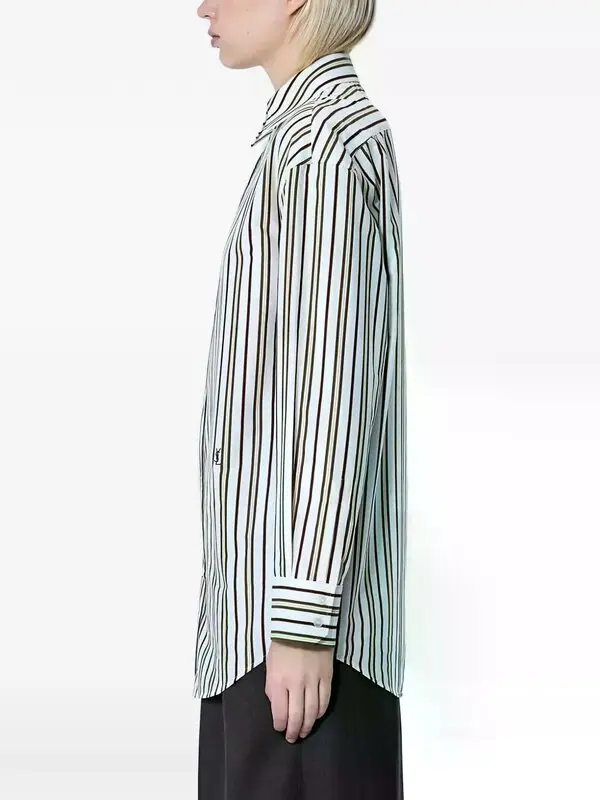 Saint Laurent Striped Shirt With Logo Embroidery