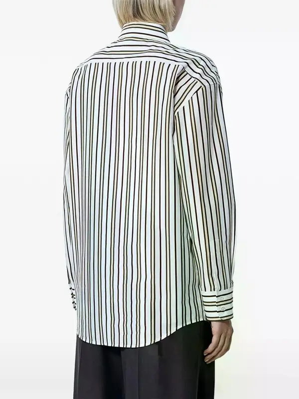 Saint Laurent Striped Shirt With Logo Embroidery