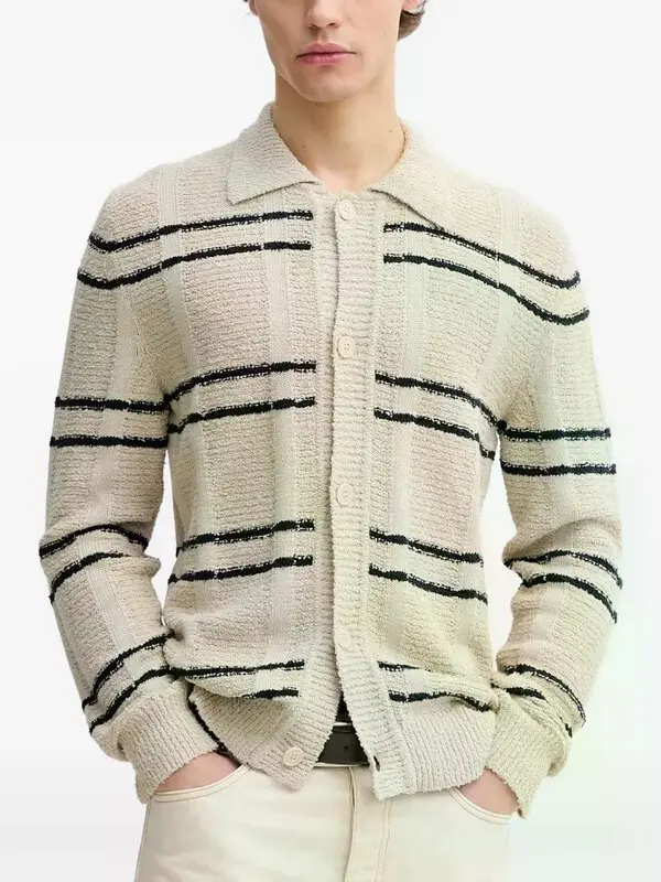 Marc O'polo Striped Buttoned Cardigan - Neutrals