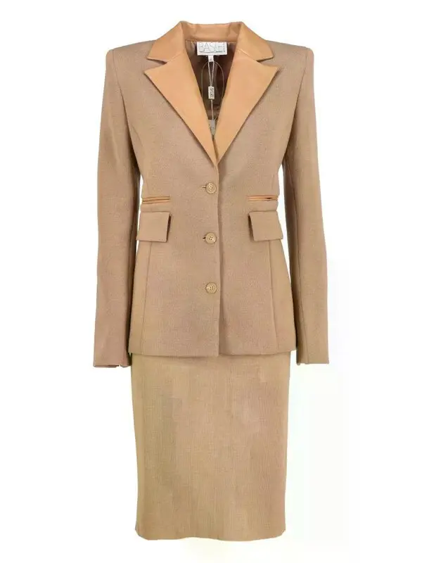 BASILE Skirt Suit With Leather Inserts