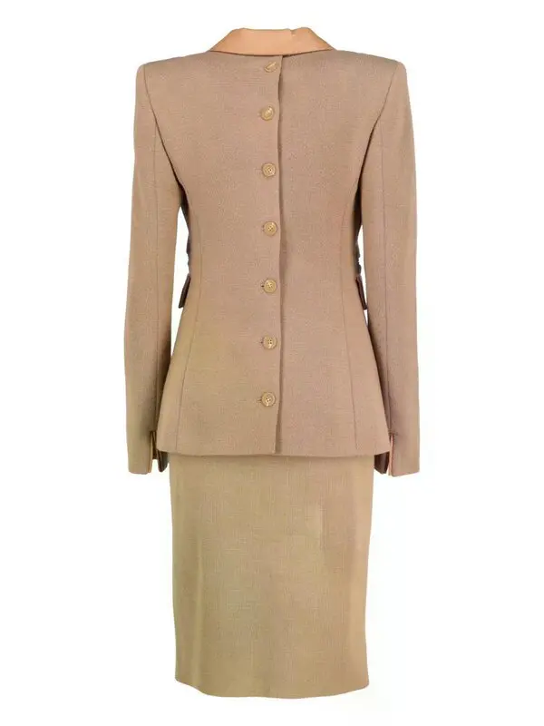 BASILE Skirt Suit With Leather Inserts