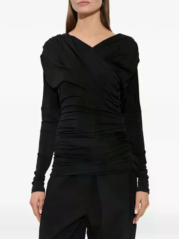 GANNI Draped Long-sleeve Top - Black