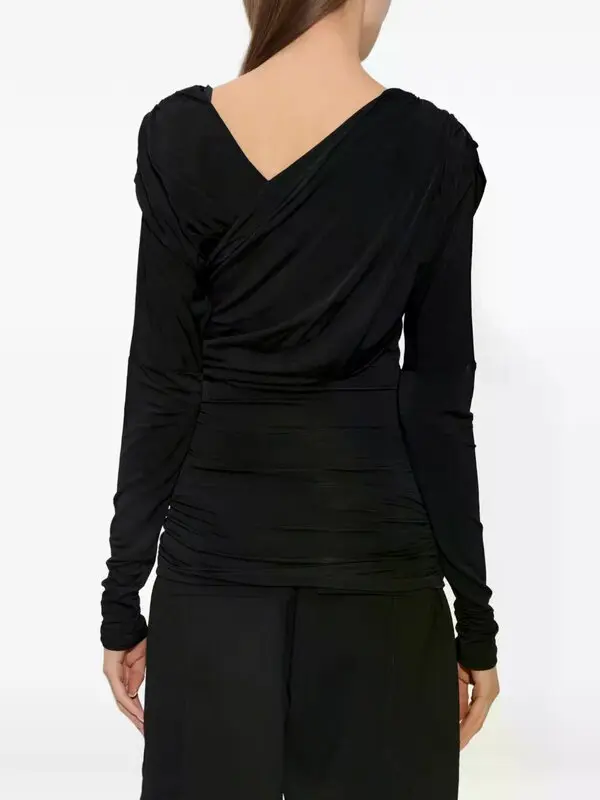 GANNI Draped Long-sleeve Top - Black