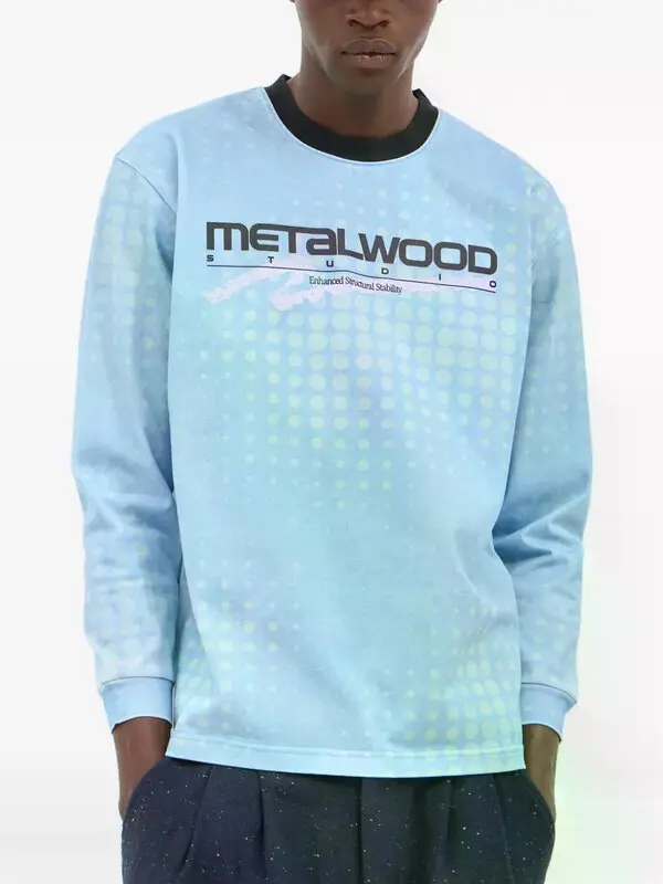 METALWOOD STUDIO Logo-print Long-sleeve T-shirt - Blue