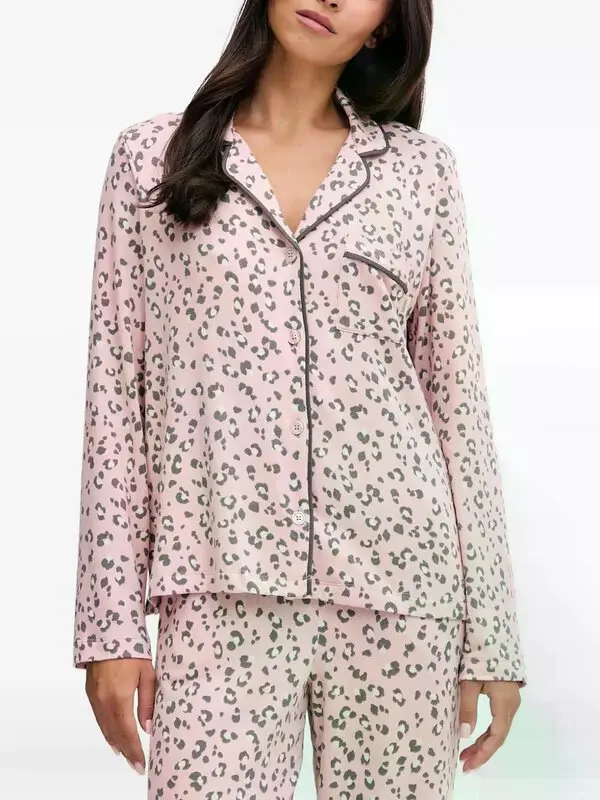 Dkny Buttoned Animal Print Pajama Set