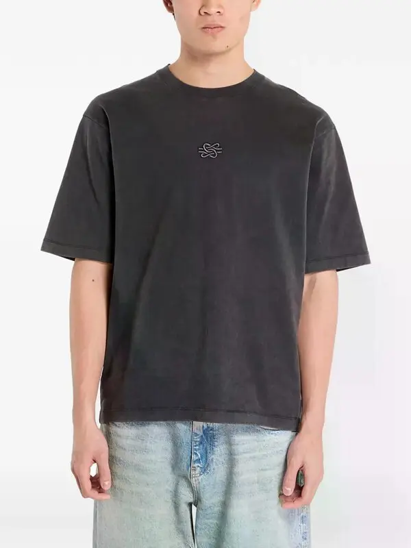 Filling Pieces Boxy Embroidered T-shirt - Grey