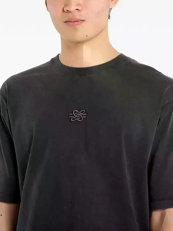 Filling Pieces Boxy Embroidered T-shirt - Grey