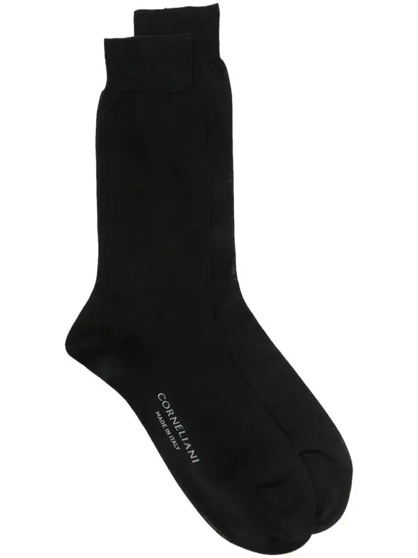 Corneliani Cotton Mid-calf Length Socks - Black