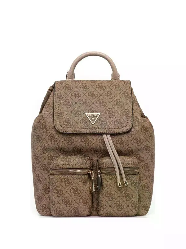 Guess Monogram Flap Backpack - Brown