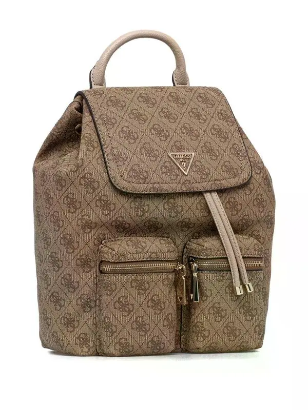 Guess Monogram Flap Backpack - Brown
