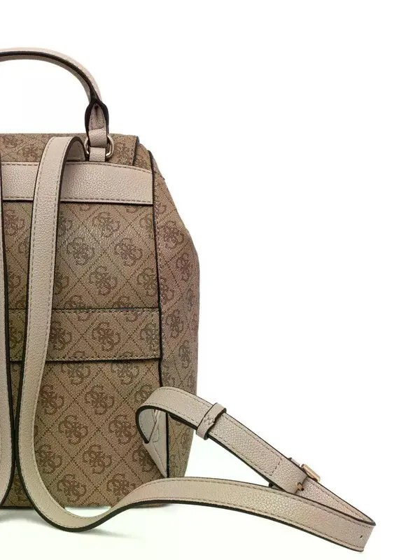 Guess Monogram Flap Backpack - Brown