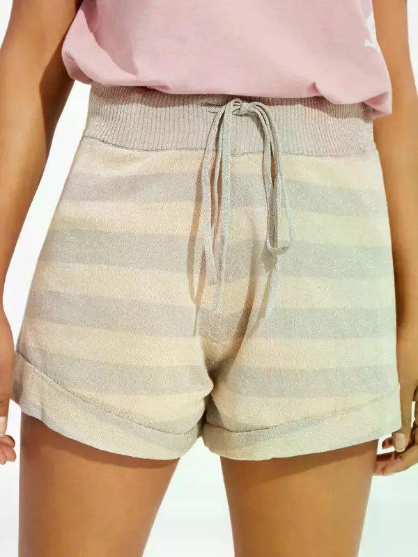 ONETEASPOON Striped Cuffed Hem Shorts