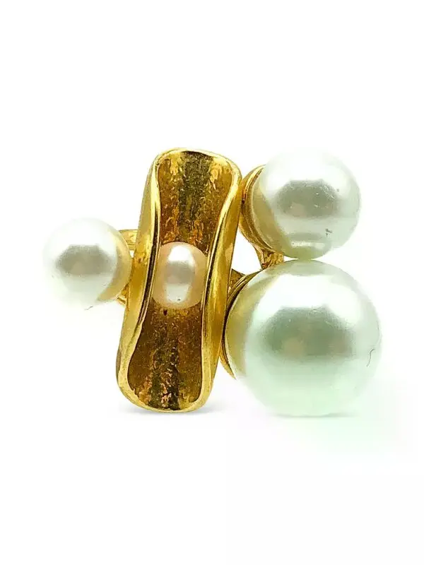 JENNIFER GIBSON JEWELLERY 1980s Pearl Cocktail Ring - Gold