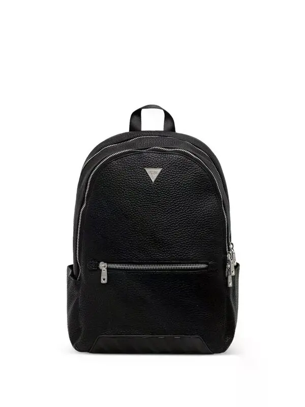 Guess Logo-plaque Zip Backpack - Black
