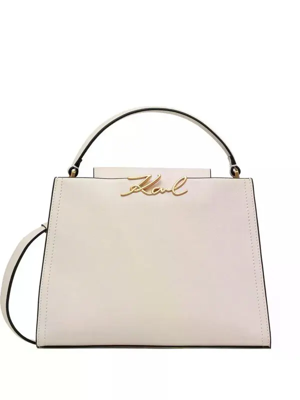 Karl Lagerfeld Logo Top-handle Tote Bag - White
