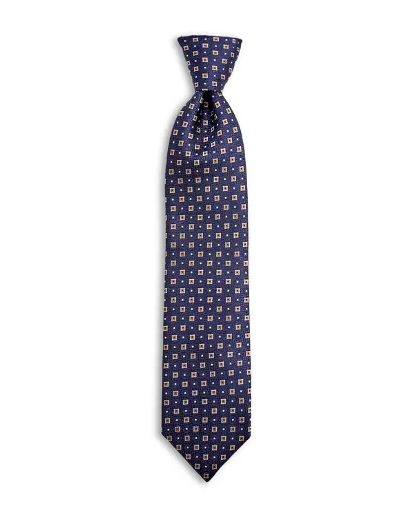 Canali Silk Geometric Neck Tie - Navy