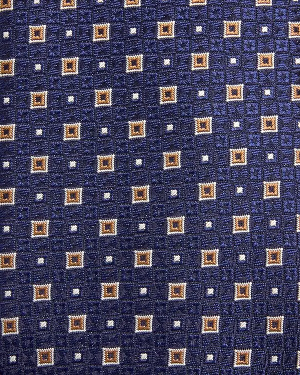 Canali Silk Geometric Neck Tie - Navy